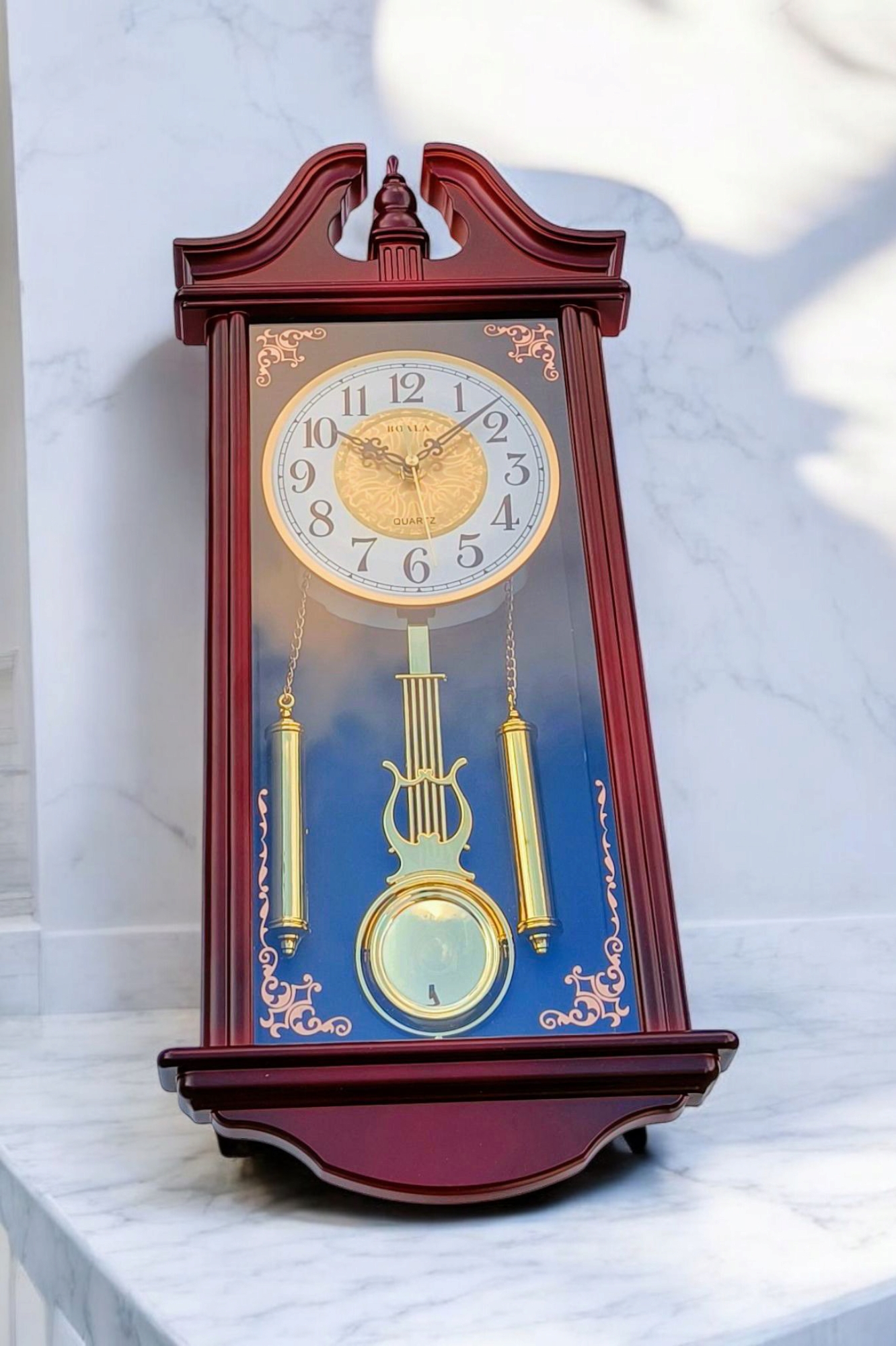 Ceas de perete rustic cu pendul 66 cm - Buget Mic